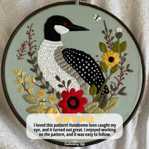 Canadian Loon Hand Embroidery Pattern, Loon Pattern, Bird Embroidery ...