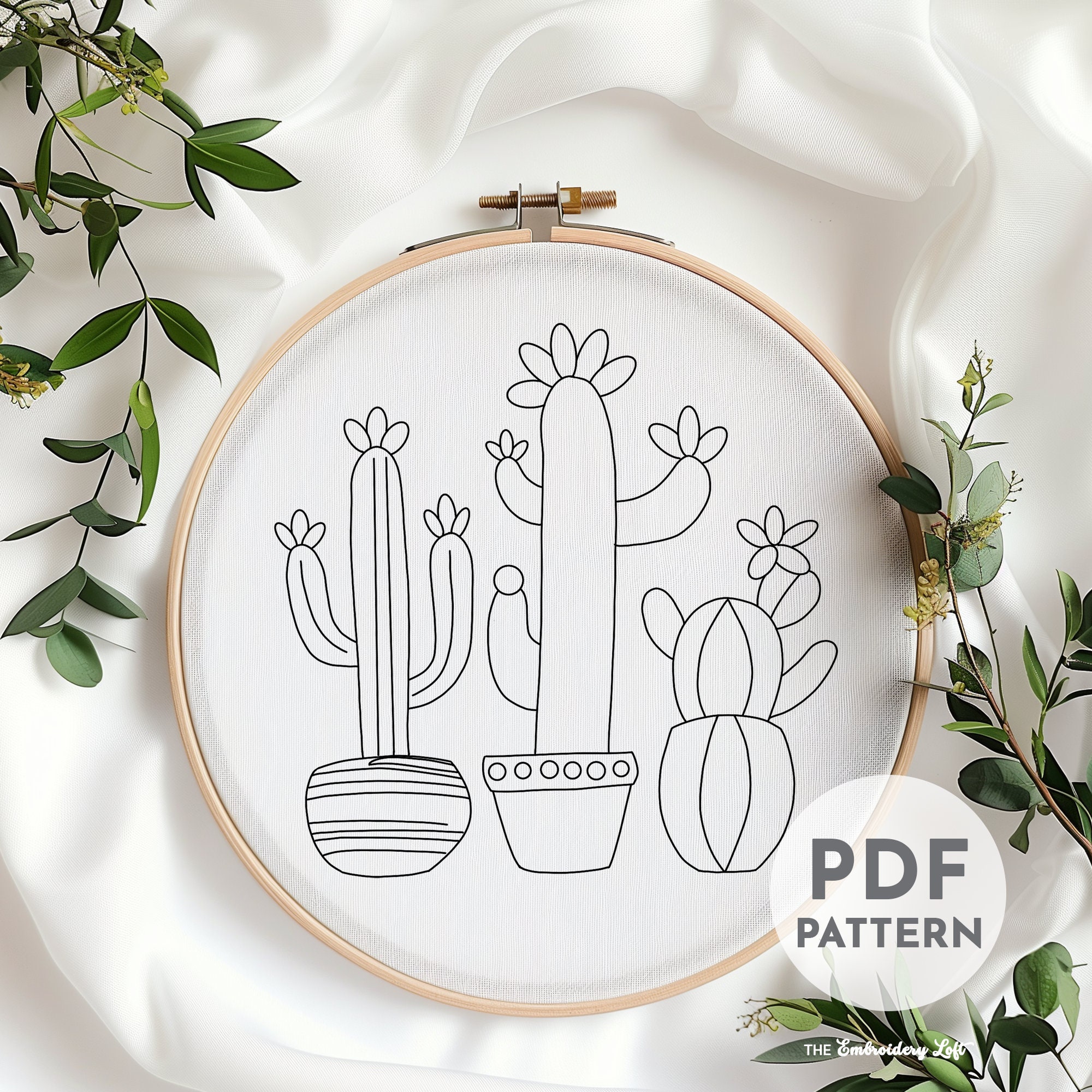 Cactus Hand Embroidery Pattern, Cactus Plant, House Plants Pattern ...