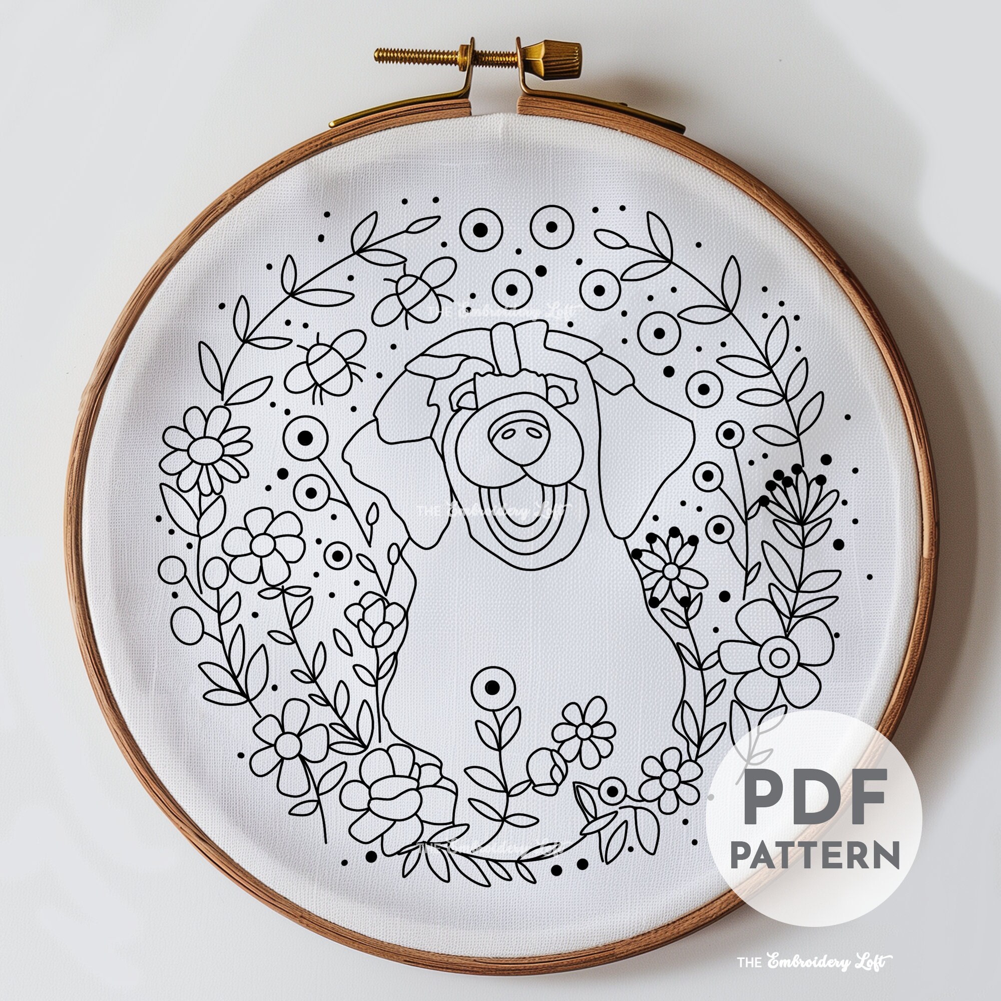 Golden Retriever Hand Embroidery Pattern, Dog Embroidery, Pet ...