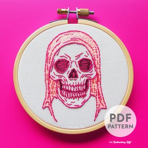 Grim Reaper Hand Embroidery Pattern, Skeleton Embroidery, Skull ...
