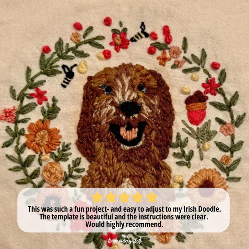 Golden Doodle Hand Embroidery Pattern, Dog Embroidery, Pet Embroidery ...