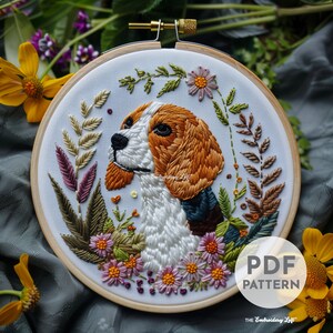 Beagle Hand Embroidery Pattern, Hunting Dog, Dog Embroidery, Pet ...