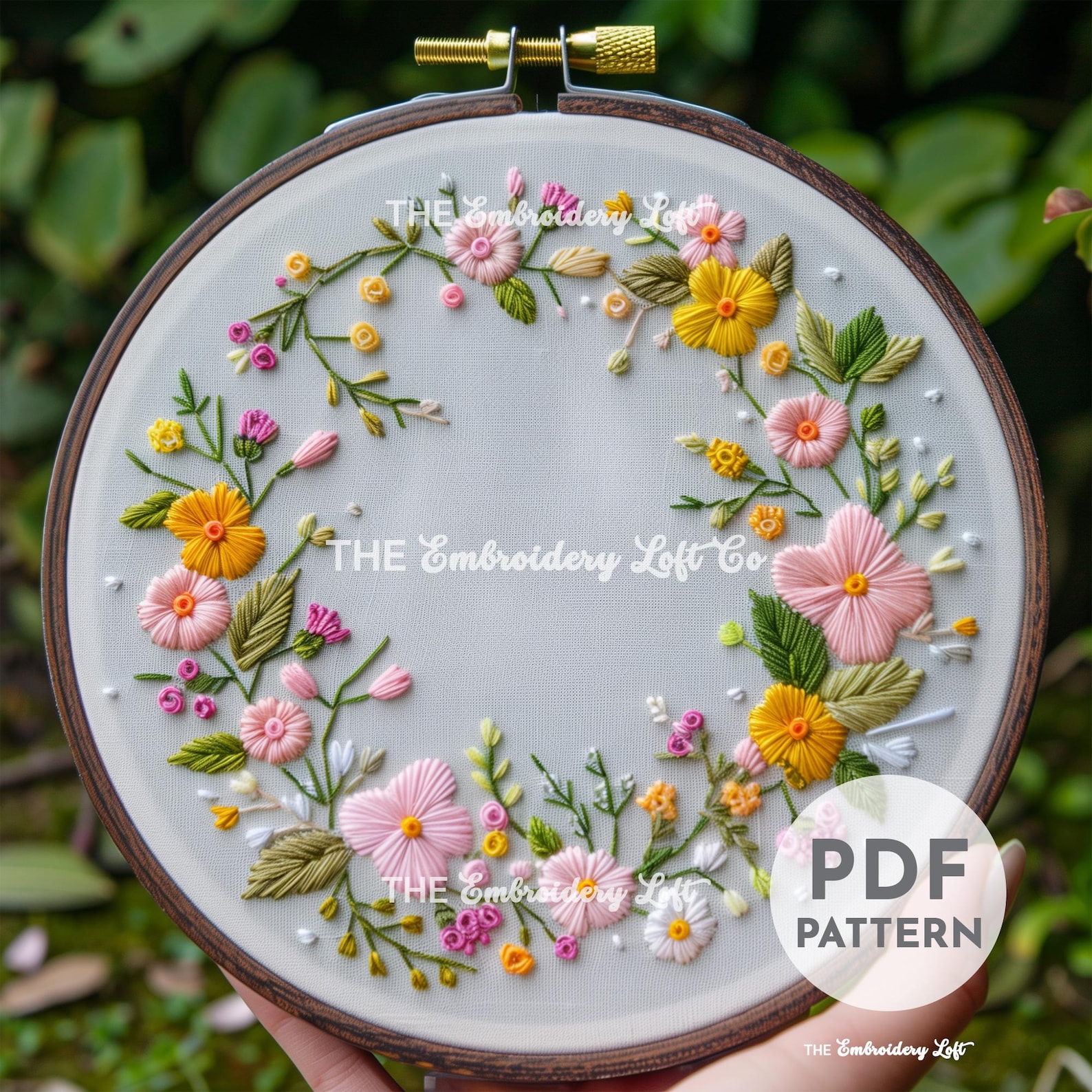 Spring Bloom Wreath Hand Embroidery Pattern, Spring Flowers, Flower ...