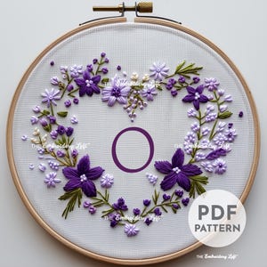 Letter O Valentine Embroidery, Monogram Embroidery Gift, Personalized ...