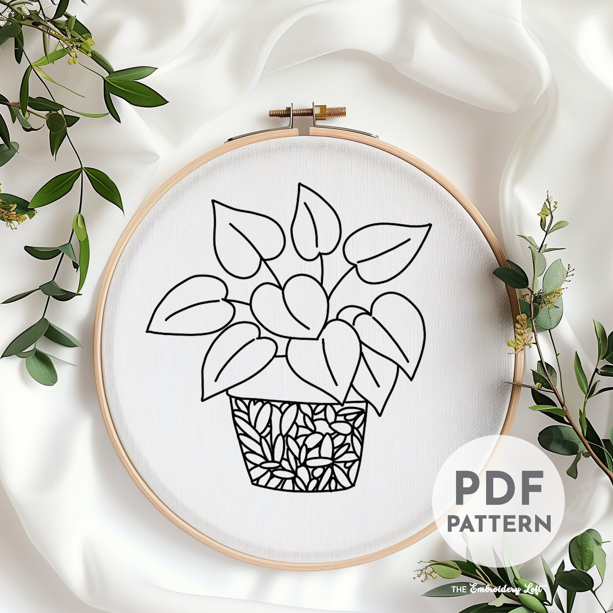 Pothos Hand Embroidery Pattern, Pothos Plant, House Plants Pattern ...