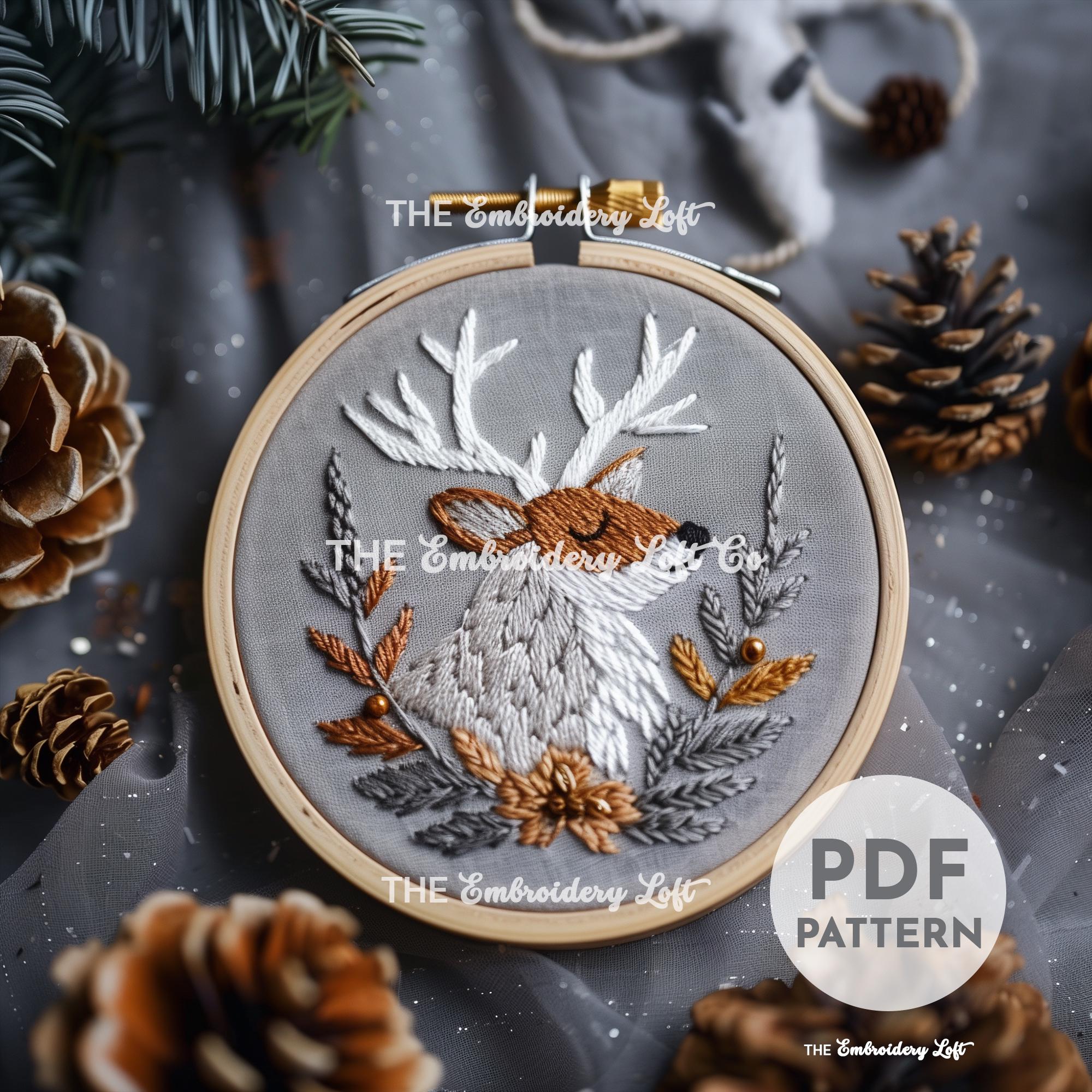 Reindeer Hand Embroidery Pattern, Christmas Reindeer Design, Christmas ...