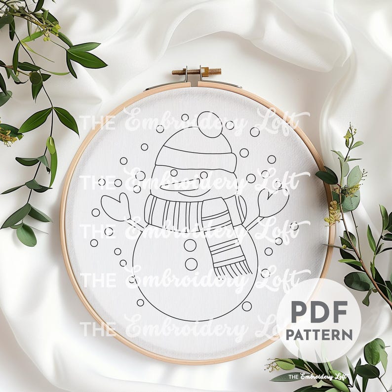 Snowman Hand Embroidery Pattern, DIY Christmas Embroidery Gifts ...