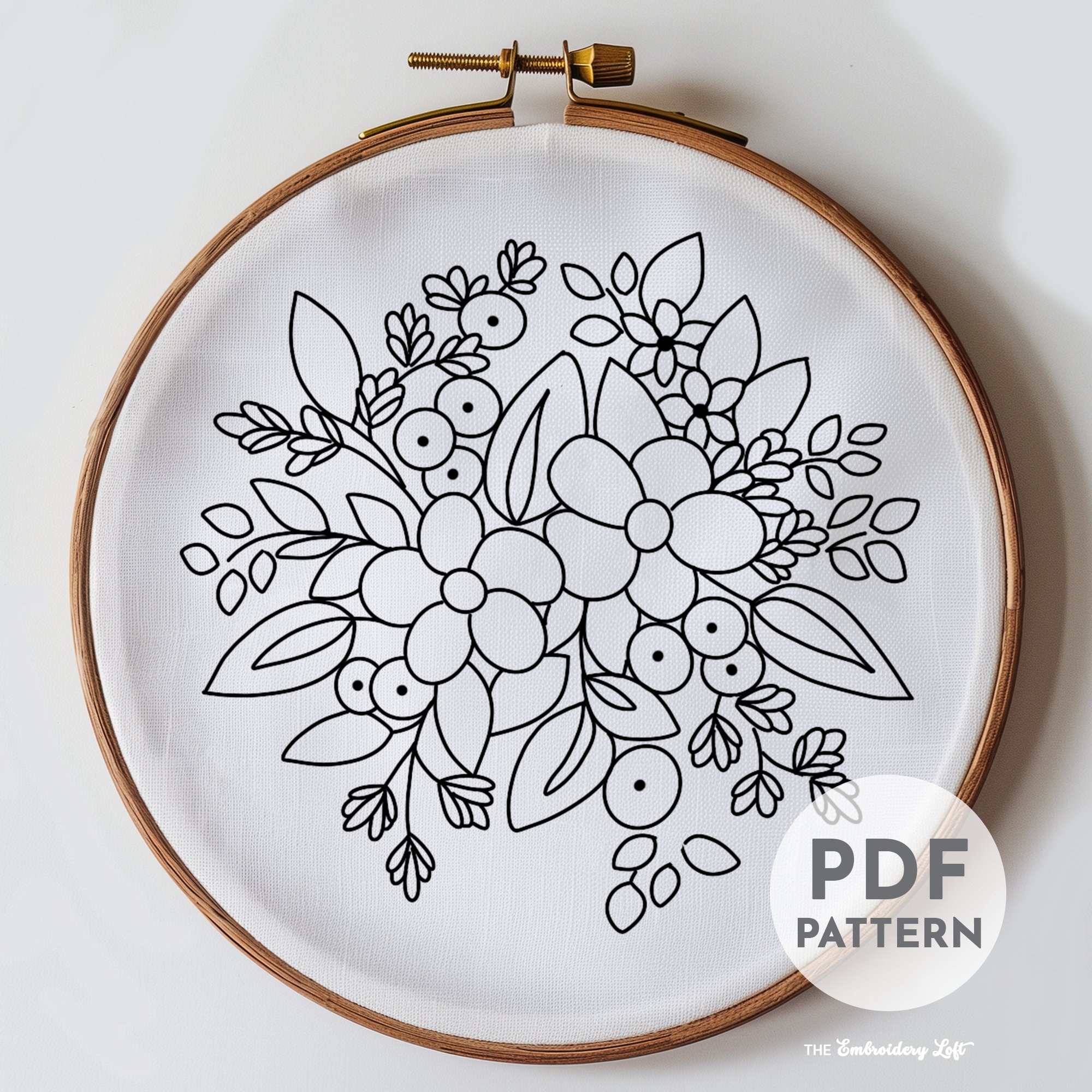 Spring Blossom Hand Embroidery Pattern, White Flowers Pattern, Floral ...