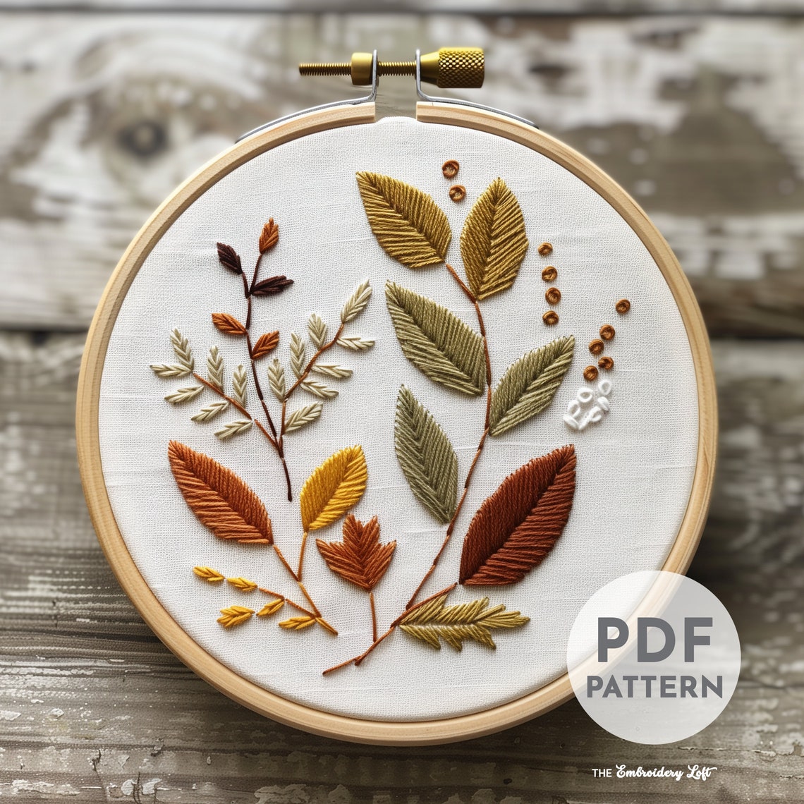 Autumn Leaves Hand Embroidery Pattern, Fall Leaf, Autumn Embroidery ...