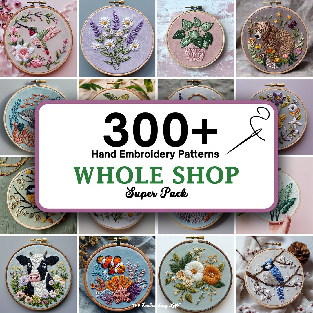 WHOLE SHOP BUNDLE, Hand Embroidery Pattern Collection, Current and ...