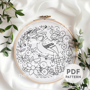 Spring Blue Jay Hand Embroidery Pattern, Blue Jay Pattern, Blue Jay ...