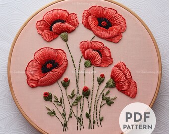 Poppy Flower DIY Embroidery Pattern - Etsy