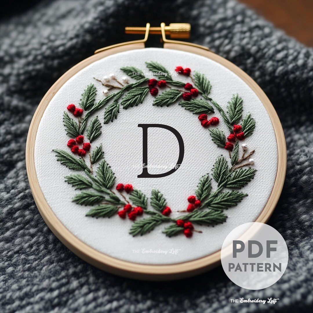 Letter D Christmas Ornament Design, Personalized Initial Embroidery ...