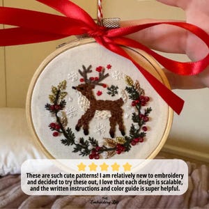 Floral Reindeer Hand Embroidery Pattern, Christmas Reindeer, Christmas ...
