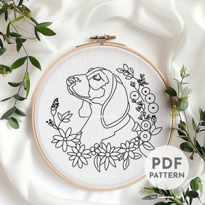 Hound Hand Embroidery Pattern, Hunting Dog, Dog Embroidery, Pet ...