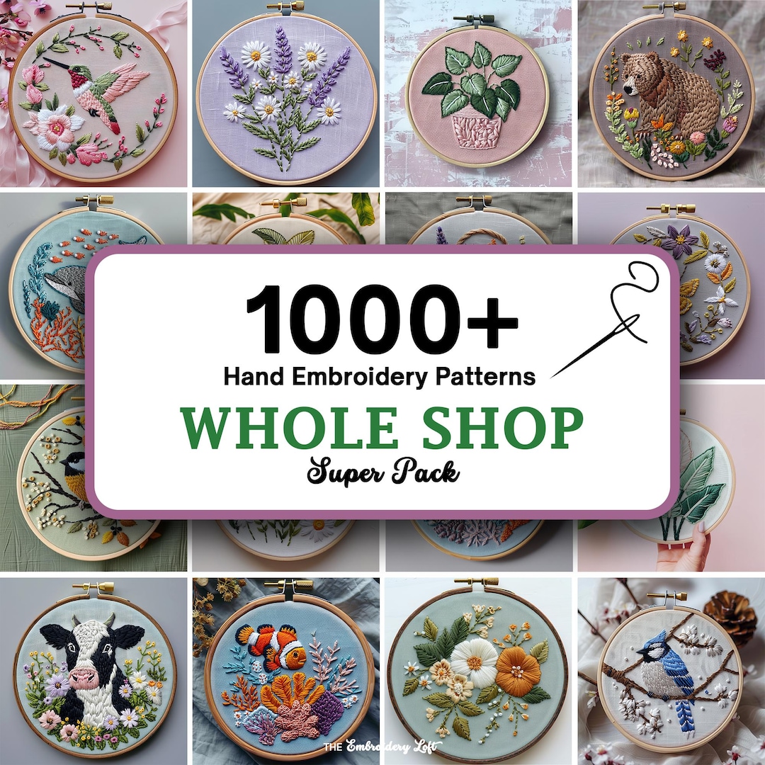 WHOLE SHOP BUNDLE, Hand Embroidery Pattern Collection, Current and ...