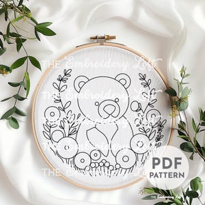 Baby Bear Hand Embroidery Pattern, Nursery Embroidery, Bear Cub Pattern ...