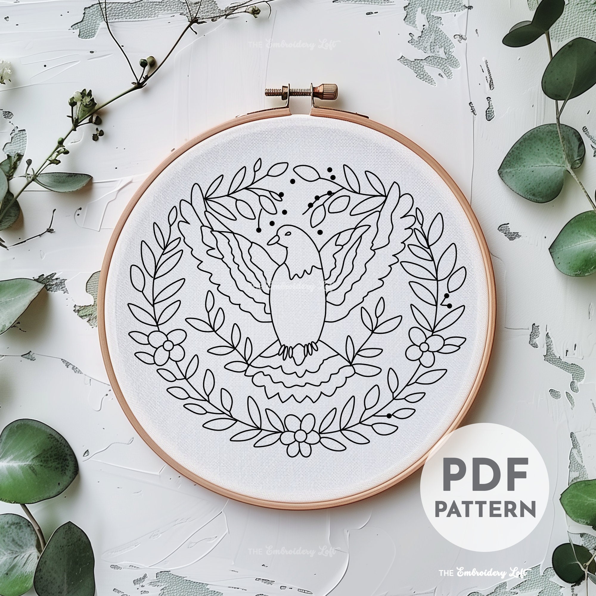Peace Dove Hand Embroidery Pattern, Floral Dove Pattern, Dove ...