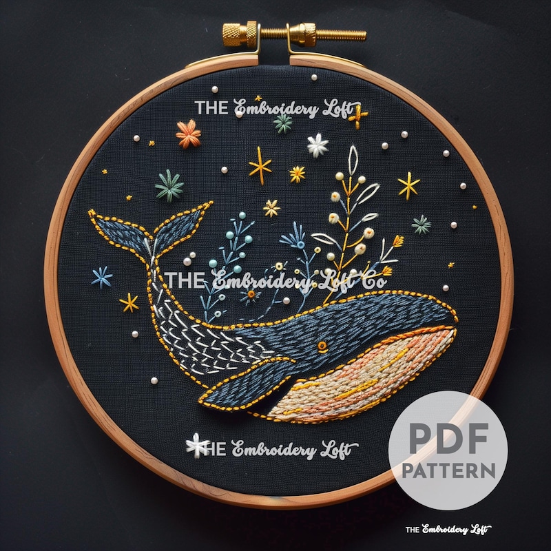 Whale Embroidery - Etsy UK