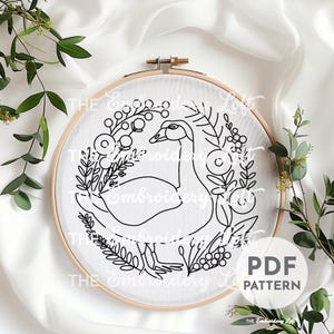 Woodland Goose Hand Embroidery Pattern, Gift for Bird Lovers, Goose ...