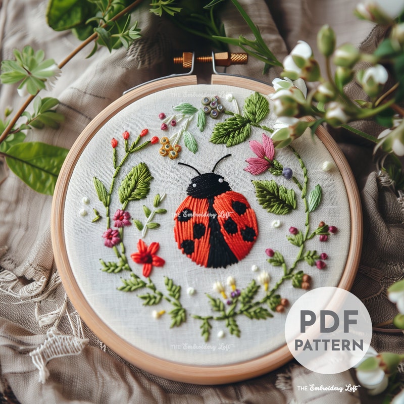 Ladybug Embroidery - Etsy