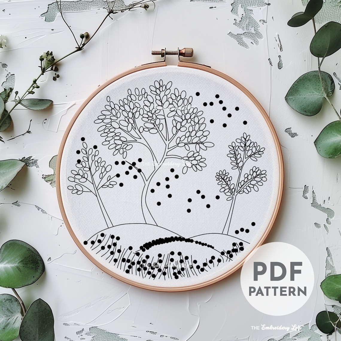 Autumn Trees Hand Embroidery Pattern, Autumn Embroidery Pattern, Autumn ...