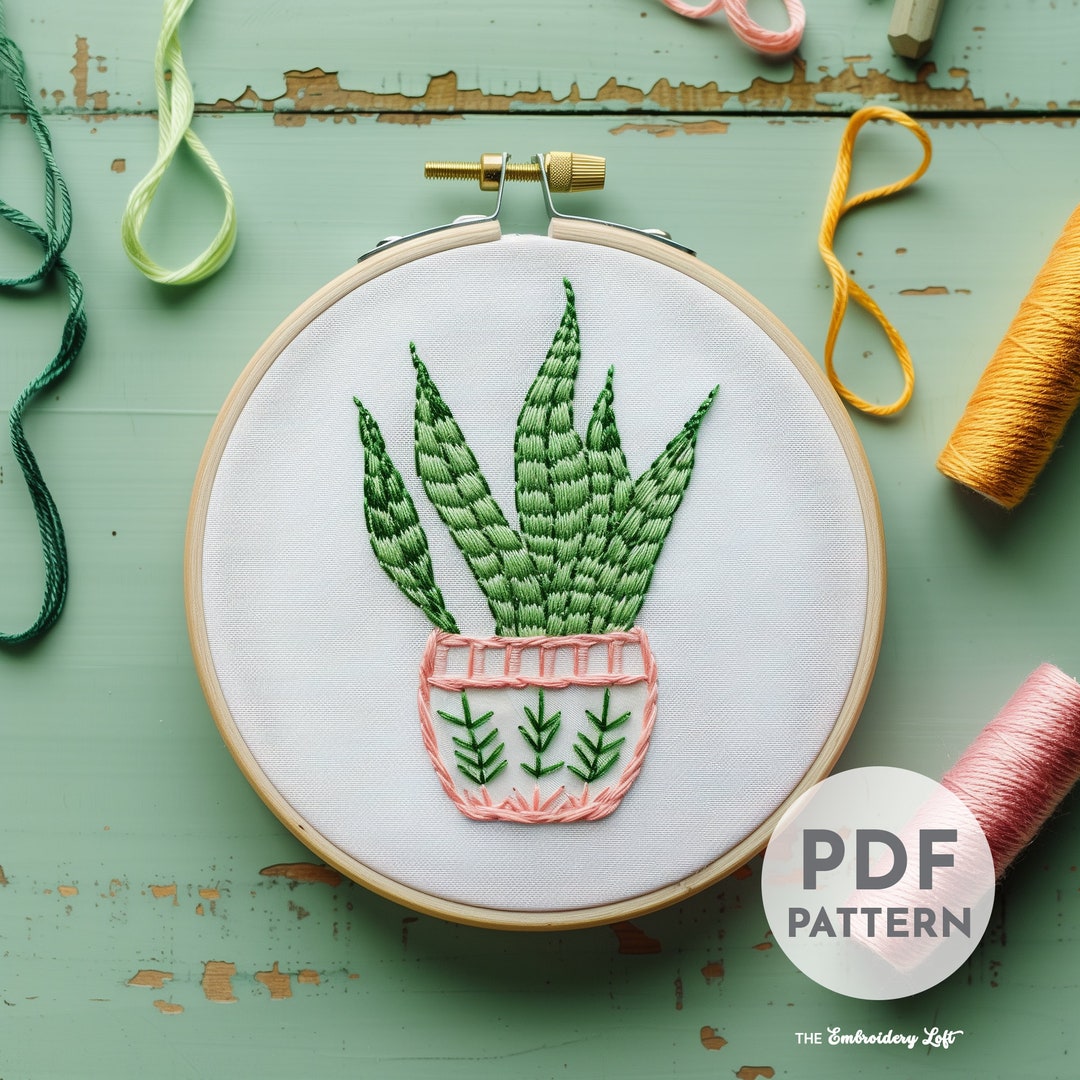 Snake Plant Hand Embroidery Pattern, House Plants Pattern, Houseplant ...