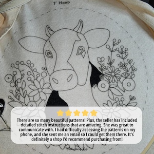 Floral Cow Hand Embroidery Pattern, Cow Pattern, Farm Life Pattern ...