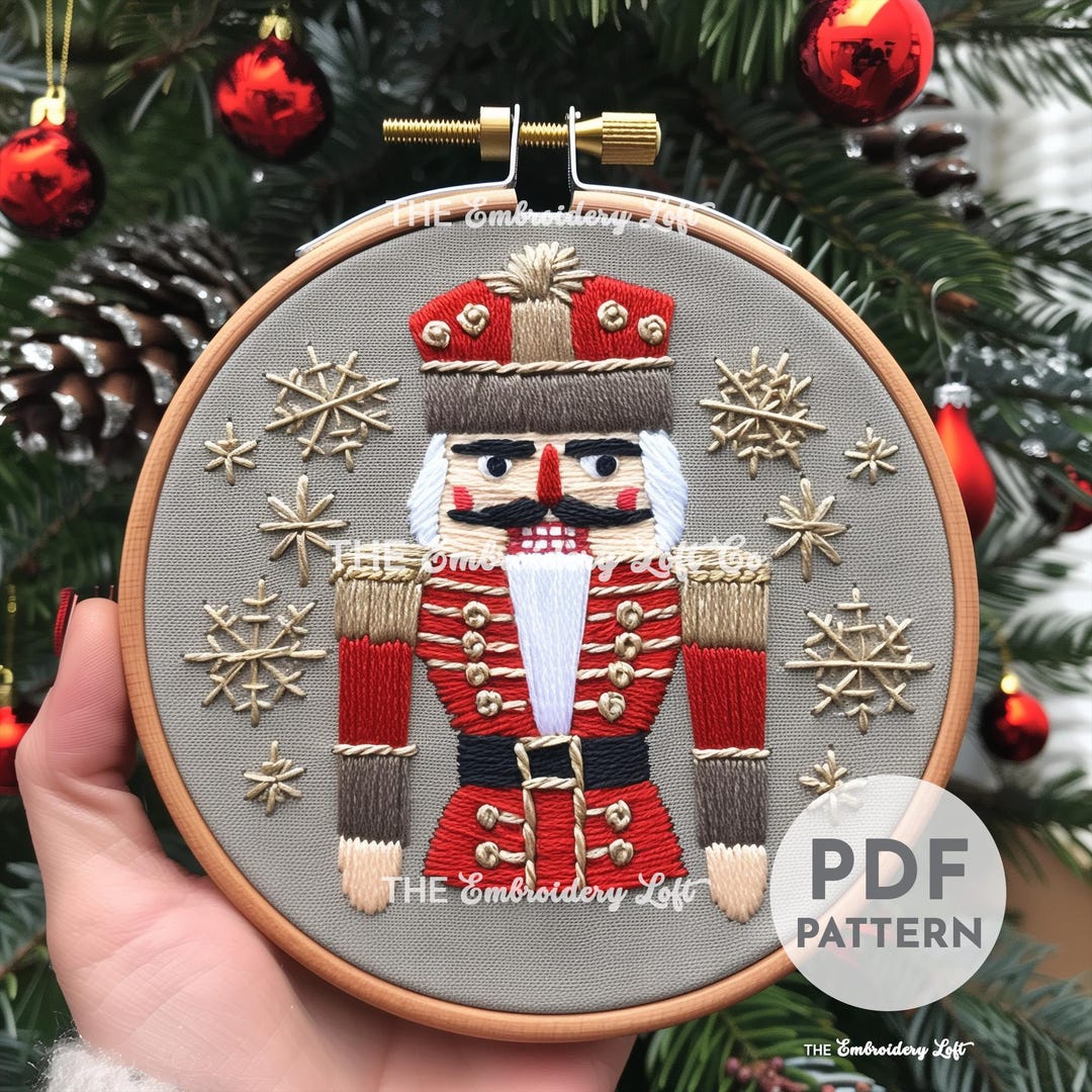 Nutcracker Hand Embroidery Pattern, Christmas Nutcracker Design ...