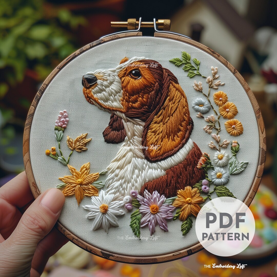 Hound Hand Embroidery Pattern, Hunting Dog, Dog Embroidery, Pet ...
