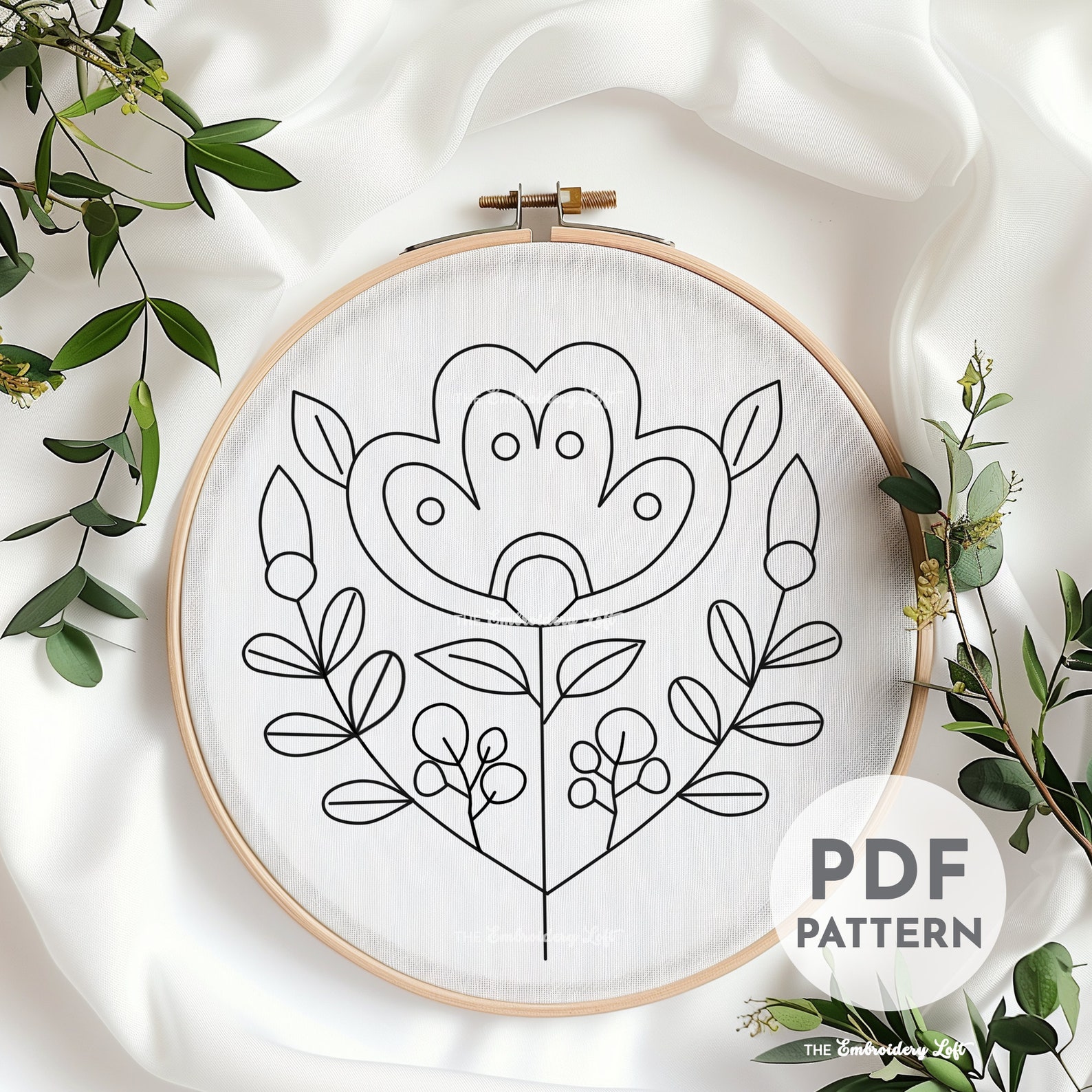 Pink Folk Flower Hand Embroidery Pattern, Folk-style Embroidery, Folk ...