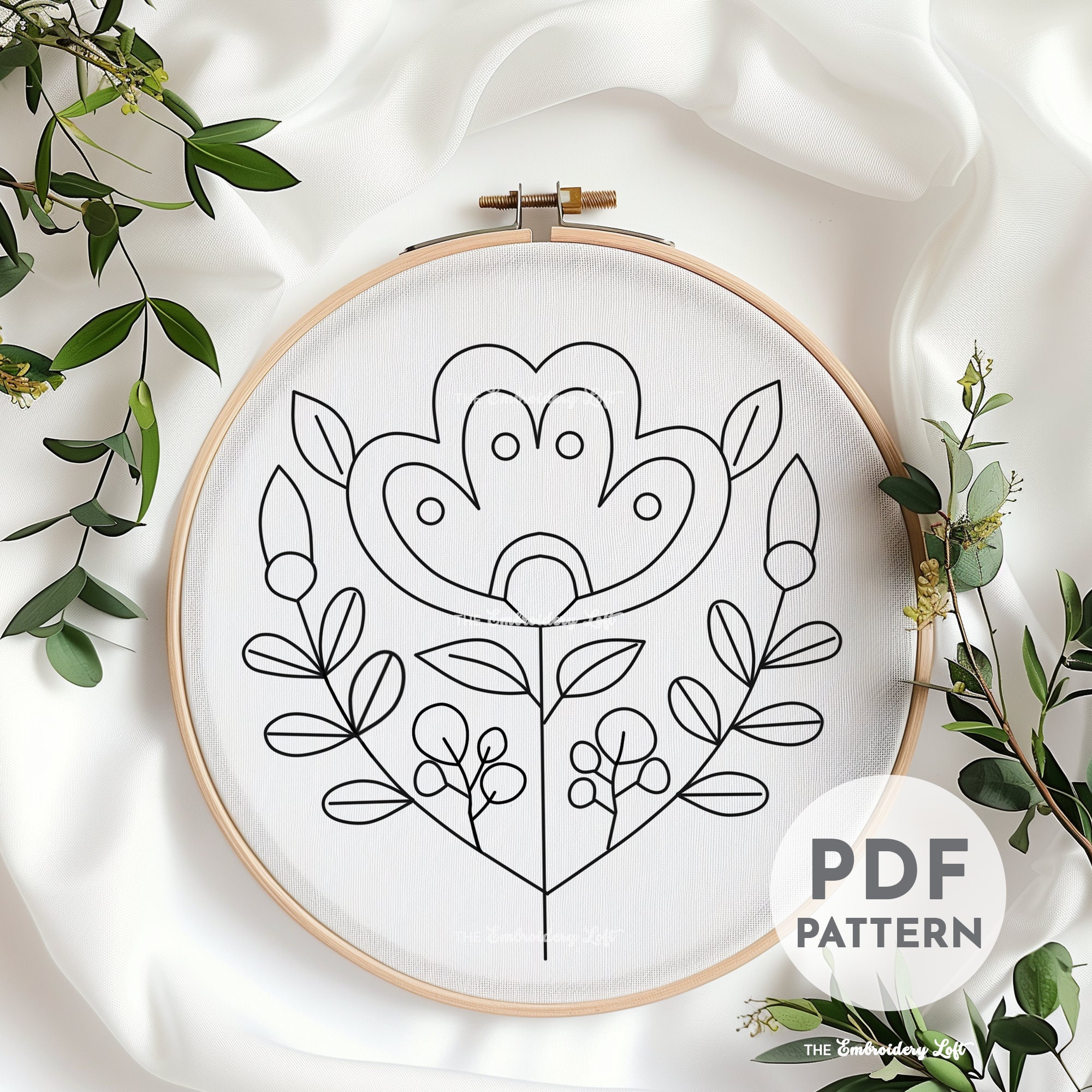 Pink Folk Flower Hand Embroidery Pattern, Folk-style Embroidery, Folk ...