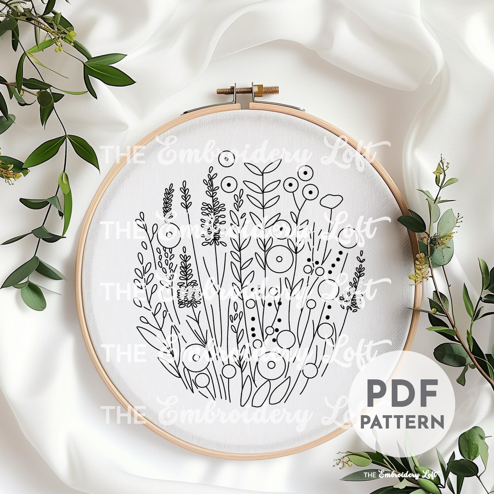 Meadow of Wildflowers Hand Embroidery Pattern, Wildflowers Pattern ...