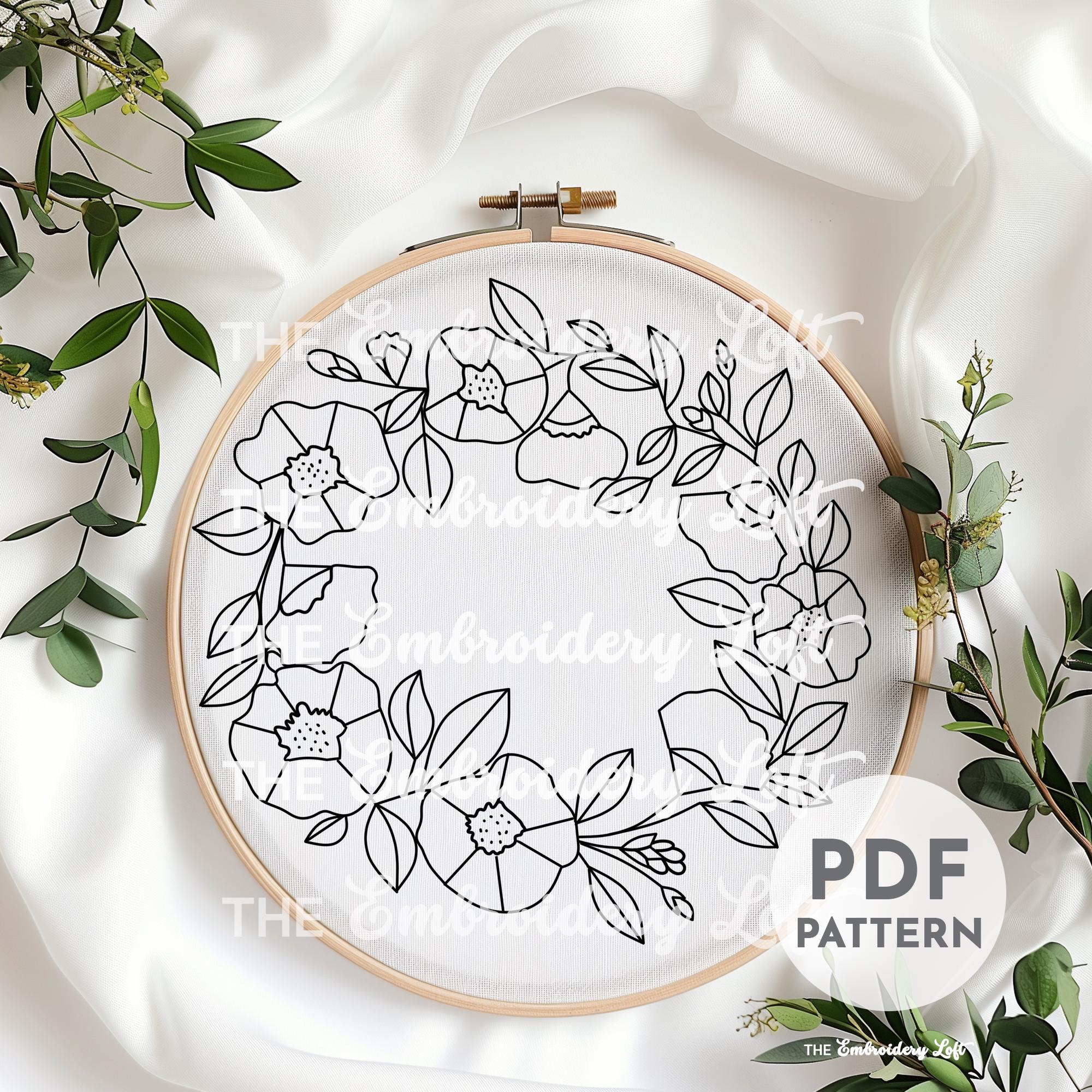 Poppy Wreath Hand Embroidery Pattern, Red Poppies Wreath, Poppy Flower ...