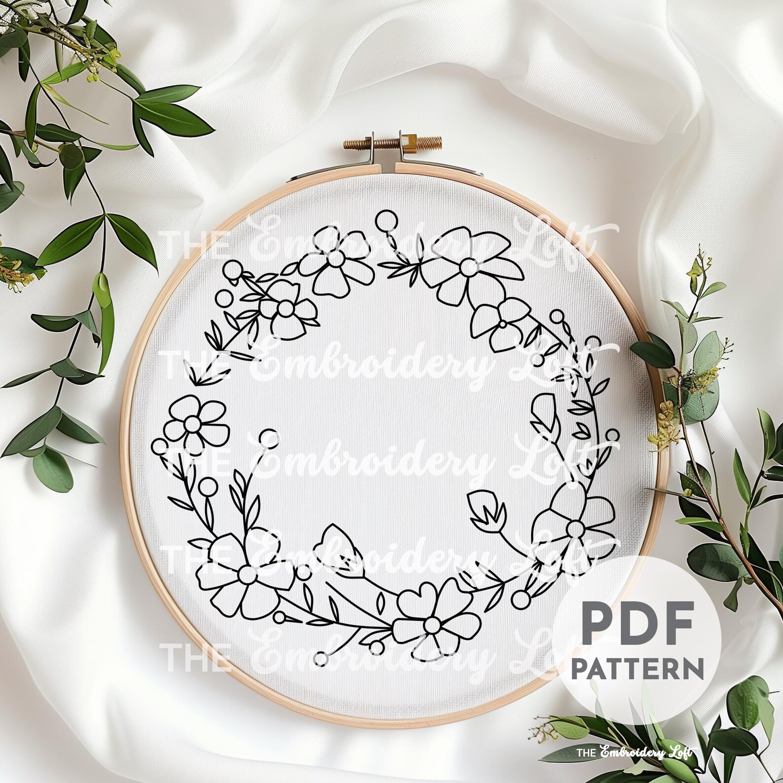 Buttercup Wreath Hand Embroidery Pattern, Buttercup Flower Botanical ...