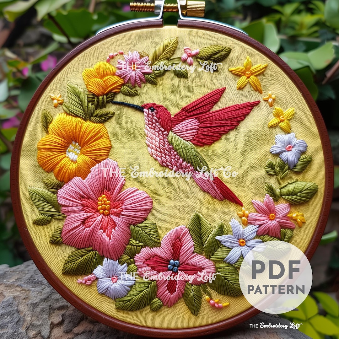Hummingbird Hand Embroidery Pattern, Gift for Bird Lovers, Hummingbird ...