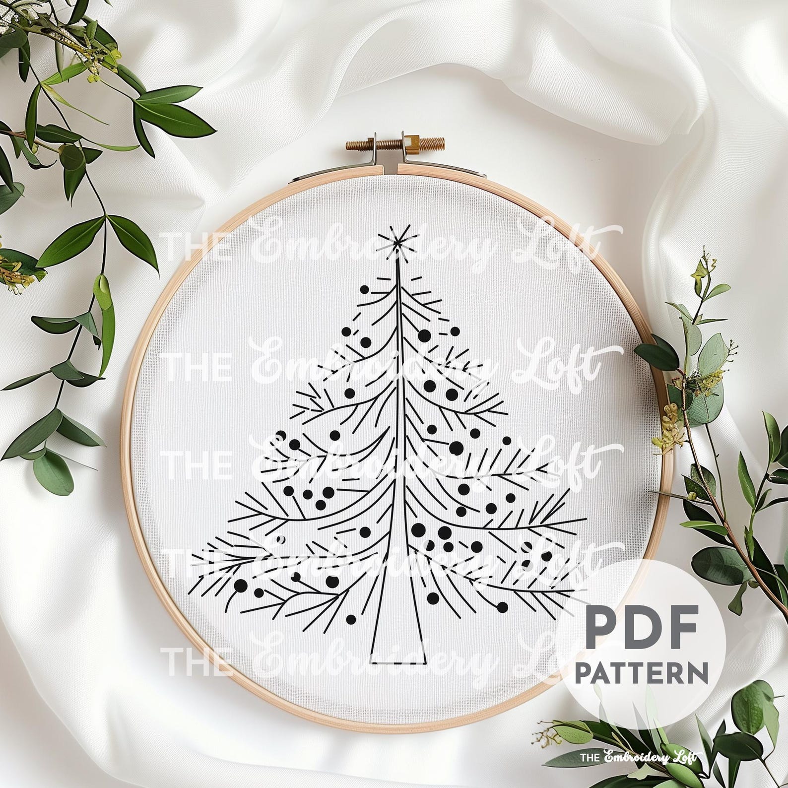 Pink Christmas Tree Hand Embroidery Pattern, Pink Christmas Decor, DIY ...