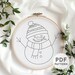 Snowman Hand Embroidery Pattern, Christmas Embroidery Pattern, Snowman ...