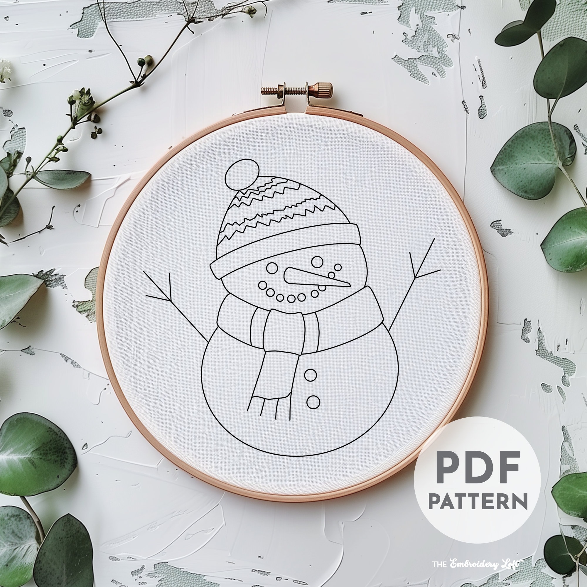 Snowman Hand Embroidery Pattern, Christmas Embroidery Pattern, Snowman ...
