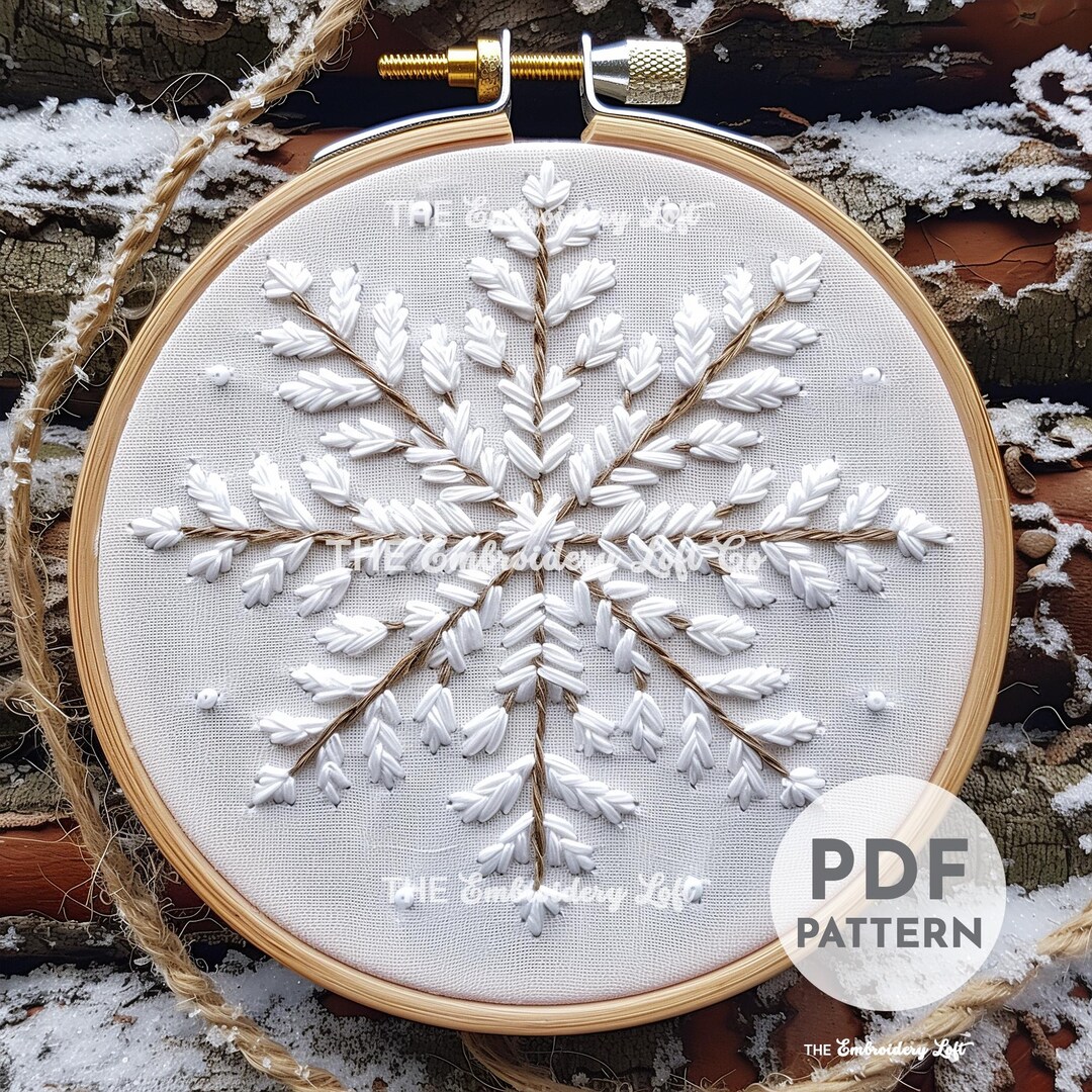 Winter Snowflake Hand Embroidery Pattern, Christmas Embroidery Pattern ...