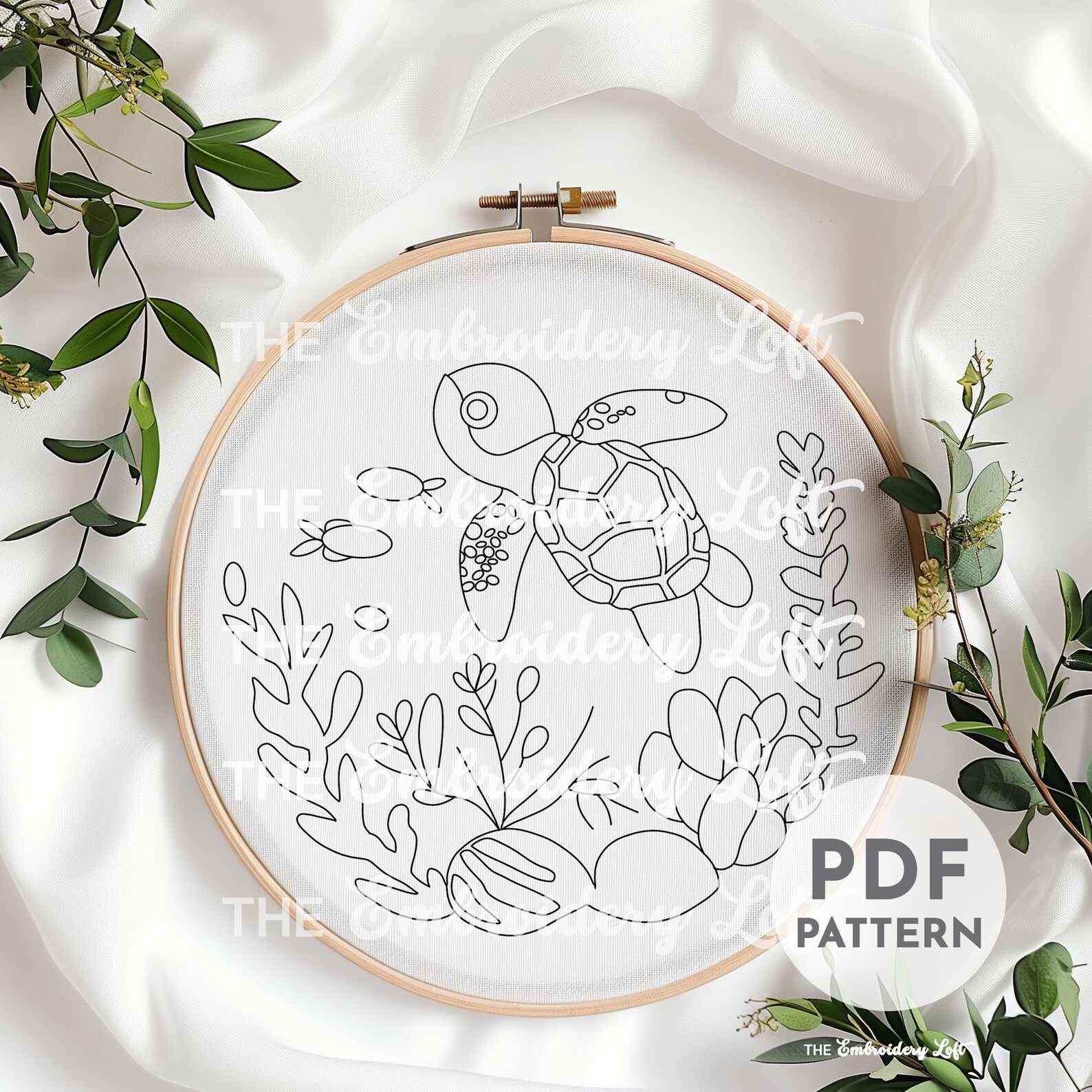 Baby Sea Turtle Hand Embroidery Pattern, Nursery Decor, Nursery ...