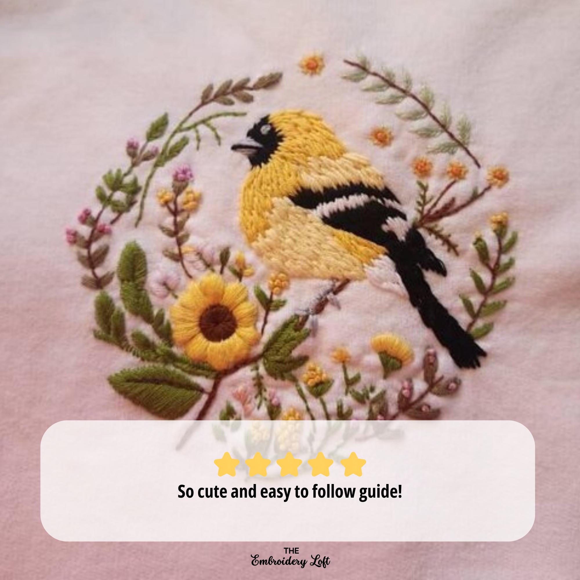 Goldfinch Hand Embroidery Pattern, American Goldfinch Bird, Finch Bird ...