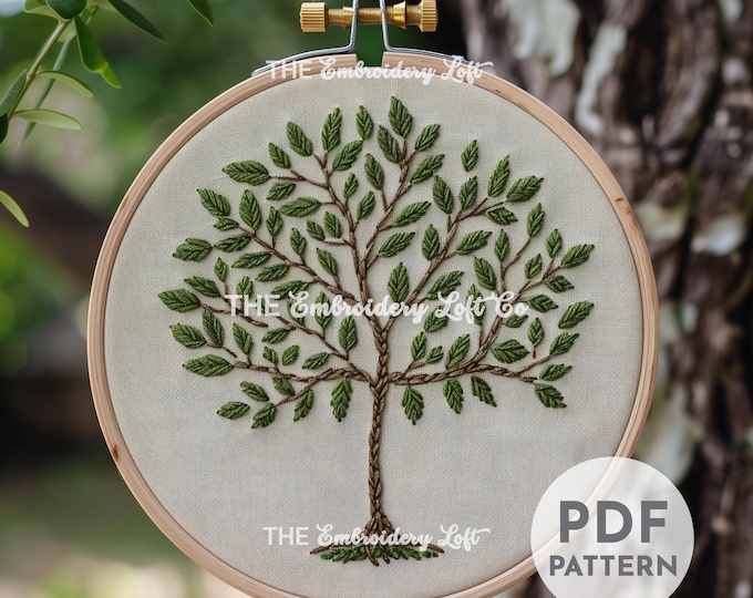 Tree of Life Embroidery Pattern Download PDF, Botanical Embroidery ...