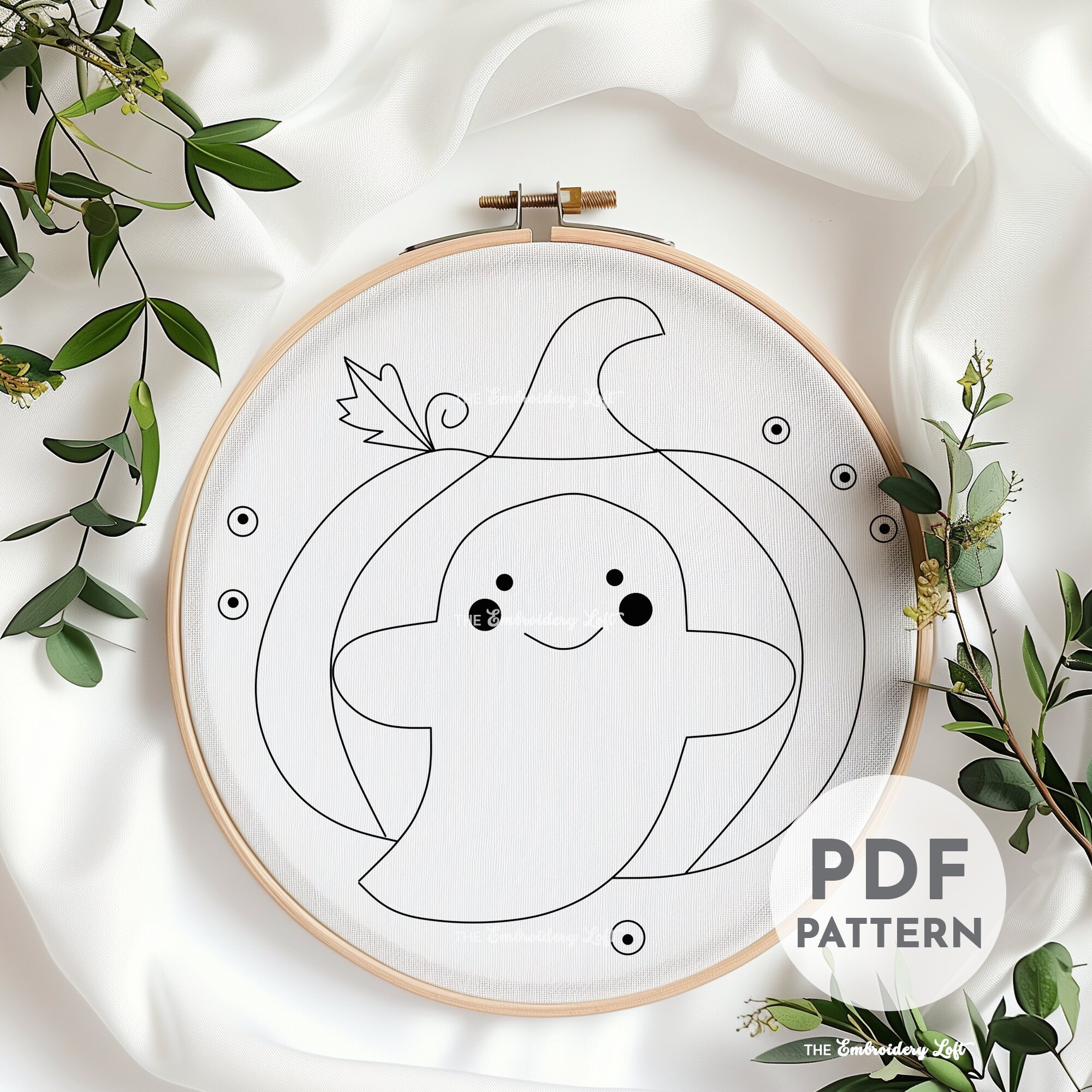 Cute Ghost Hand Embroidery Pattern, Ghost Design, Pumpkin Embroidery ...