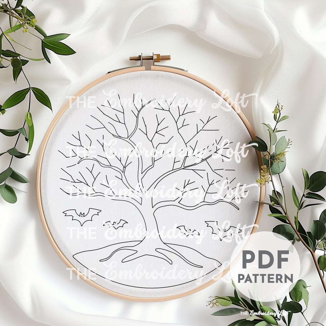 Spooky Tree Hand Embroidery Pattern, Halloween Embroidery Pattern ...