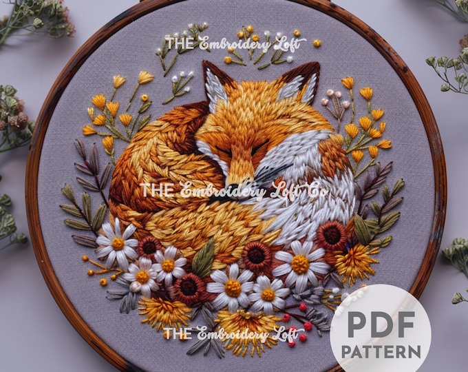 Fox Hand Embroidery Pattern Printable Woodland Animal Digital ...