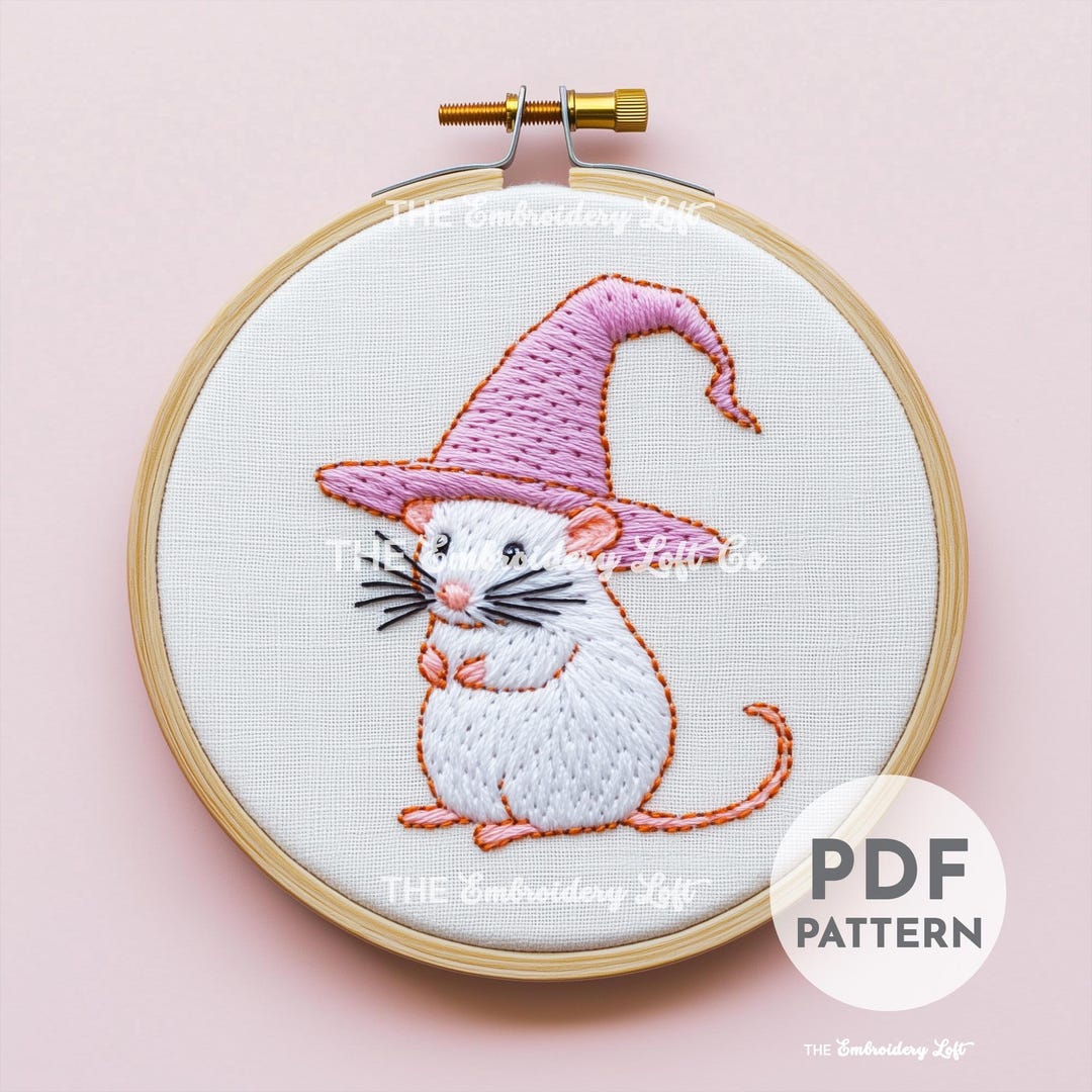 Witchy Mouse Hand Embroidery Pattern, Mouse Embroidery Pattern ...
