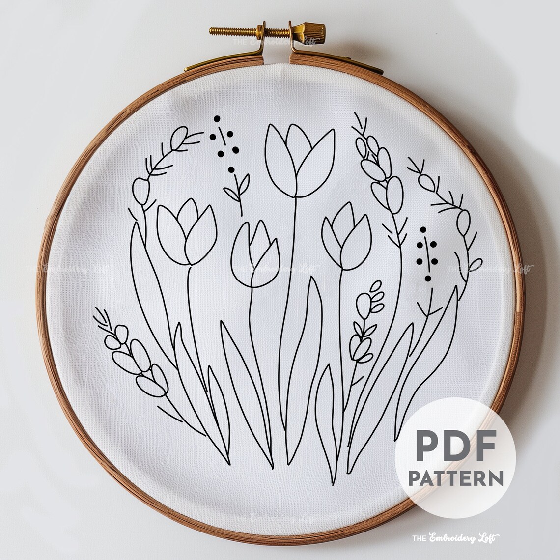 Yellow Tulips Hand Embroidery Pattern, Tulip Pattern, Tulip Embroidery ...