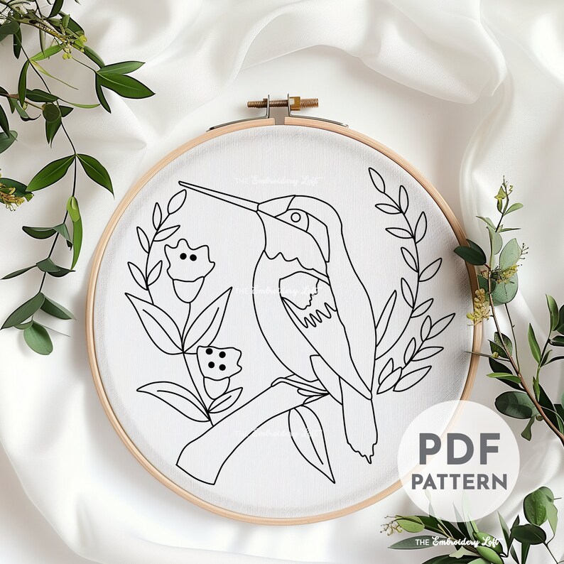 Tropical Hummingbird Hand Embroidery Pattern, Hummingbird Pattern ...