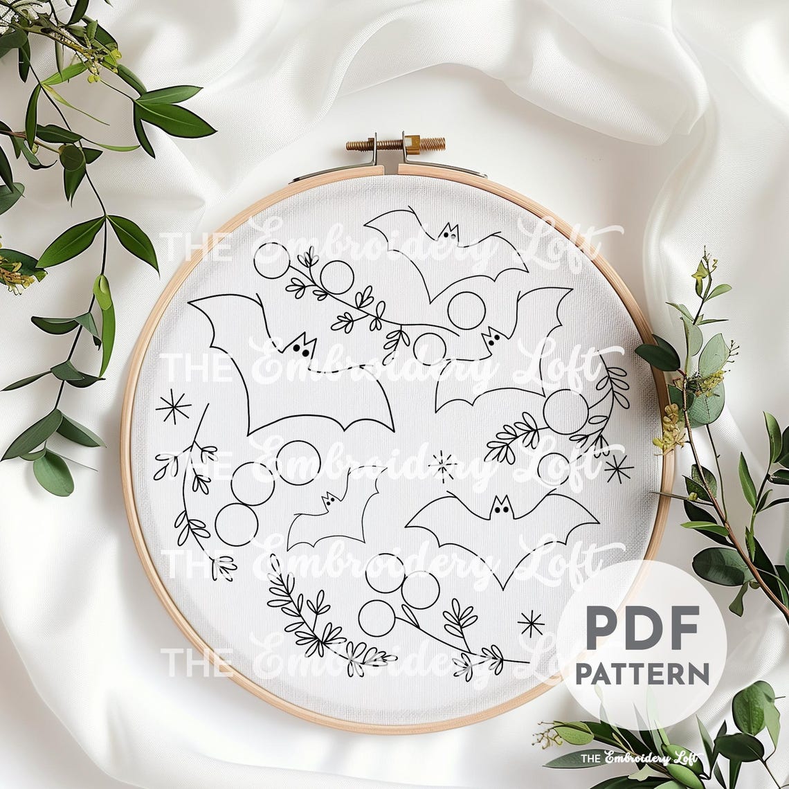 Floral Bats Hand Embroidery Pattern, Halloween Embroidery Pattern, Bats ...
